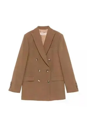 BLANCA VITA Peaked-lapel Double-breasted Blazer - Brown