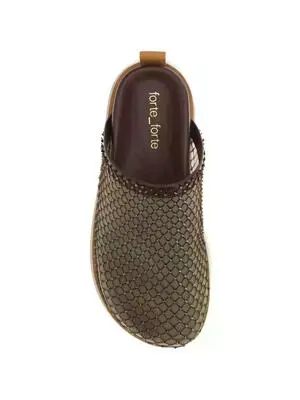 FORTE_FORTE Strass Mesh Sandals - Brown