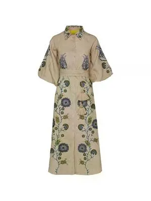 PHILIPPA 1970 René Floral-embroidered Midi Dress
