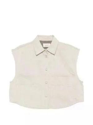 VICOLO Button-up Cropped Gilet - Neutrals