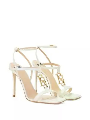 Elisabetta Franchi Leather Stiletto Sandals With Logo Detail