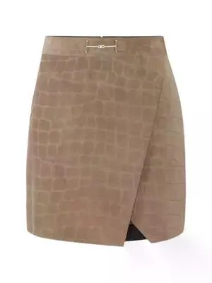 Elisabetta Franchi Alligator-print Horsebit Wrap Skirt