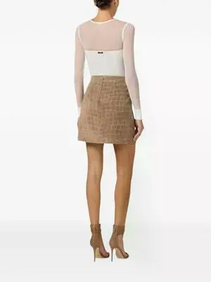 Elisabetta Franchi Alligator-print Horsebit Wrap Skirt