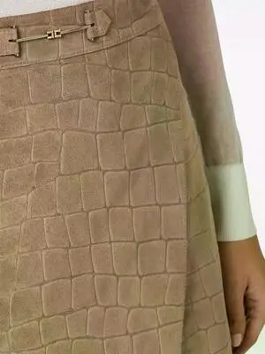 Elisabetta Franchi Alligator-print Horsebit Wrap Skirt