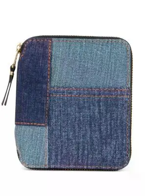 Comme Des Garçons Patchwork-denim Zip-around Wallet - Blue