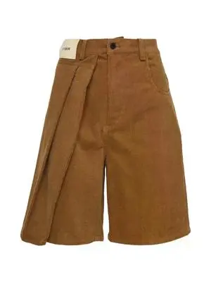BONBOM Two-tuck Corduroy Shorts - Brown