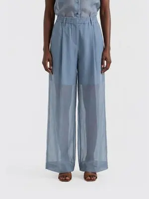 Brunello Cucinelli Wide-leg Cotton Trousers - Blue