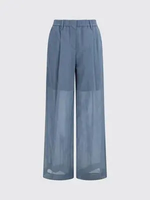 Brunello Cucinelli Wide-leg Cotton Trousers - Blue