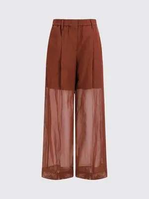 Brunello Cucinelli Wide-leg Cotton Trousers - Red