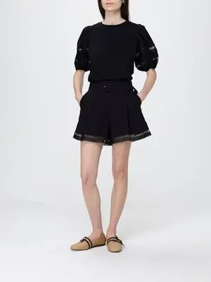 TWINSET Cotton Top With Lace Balloon Sleeves - Black