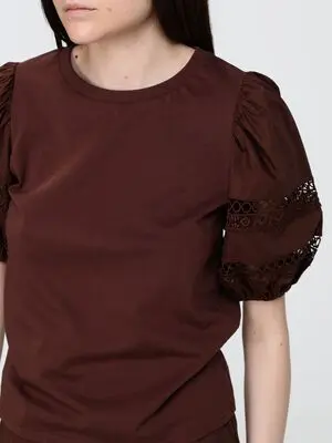 TWINSET Cotton Top With Lace Balloon Sleeves