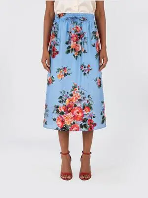 Dolce & Gabbana Floral Print Silk Midi Skirt