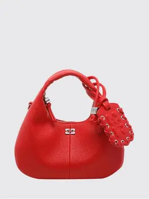 GANNI Recycled Polyester Blend Hobo Bag With Butterfly Logo Charm - Red