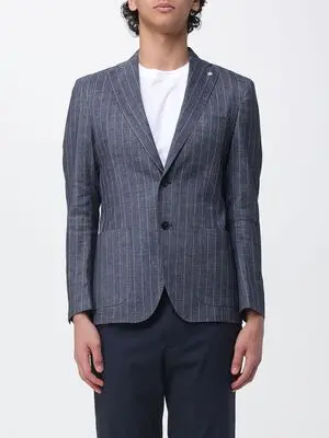 MANUEL RITZ Tailored Blazer With Pinstripe Detail - Blue