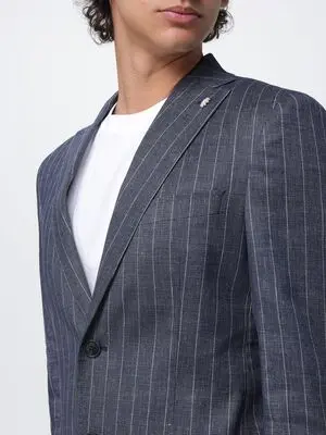 MANUEL RITZ Tailored Blazer With Pinstripe Detail - Blue