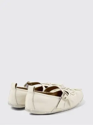 Camper Wabi Recycled Leather Ballerinas With Bow And Adjustable Strap - White