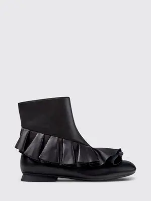 Camper Casi Myra Leather Ankle Boots With Ruffle Detailing