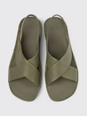 Camper Right Isla Leather Slingback Sandals - Green