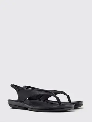 Camper Right Isla Grained Leather Sandals - Black