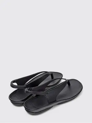 Camper Right Isla Grained Leather Sandals - Black