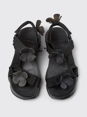 Camper Karst Recycled Polyester Sandals With Applied Flowers - Black