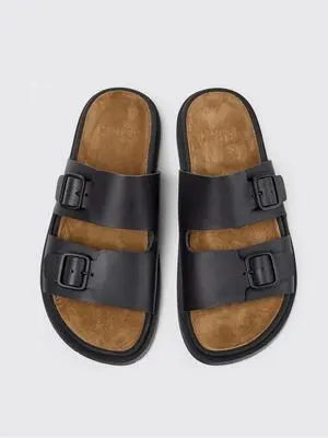 Camper Lluc Leather Sandals With Buckle Detail - Black