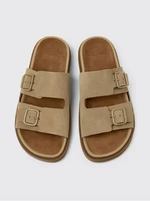 Camper Lluc Suede Sandals With Buckle Closure - Brown