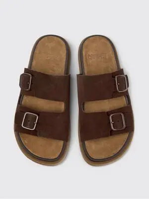 Camper Lluc Suede Sandals With Buckle Detail - Brown