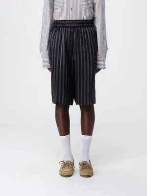 Dries Van Noten Striped Cupro Shorts - Navy