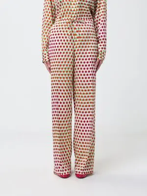 Dries Van Noten Polka Dot Print Silk Palazzo Trousers - Ecru