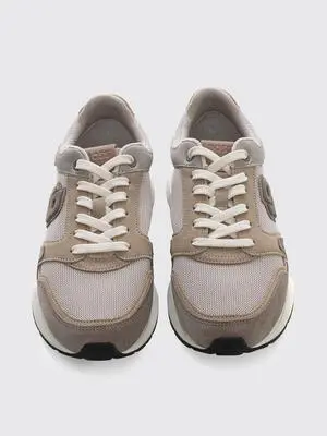 BOSS Mesh And Suede Lace-up Sneakers - Beige