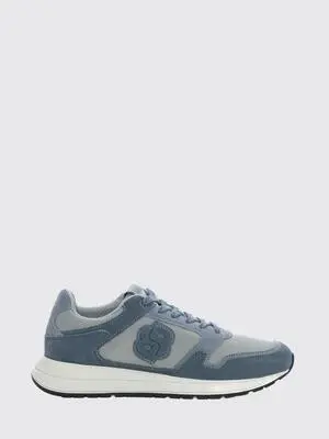BOSS Mesh And Suede Lace-up Sneakers - Denim