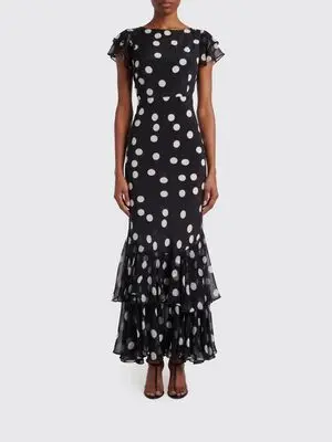 Rixo Polka Dot Viscose Maxi Dress With Ruched Details - Black