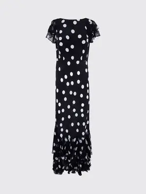 Rixo Polka Dot Viscose Maxi Dress With Ruched Details - Black