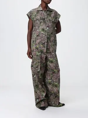 Liu Jo Printed Cotton Cargo Trousers With Rhinestones