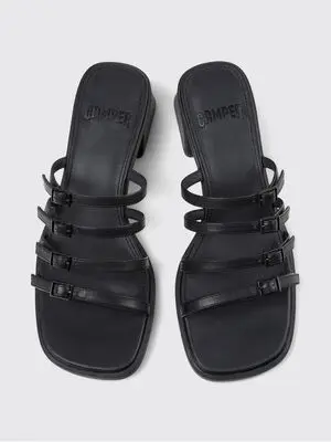Camper Kora Leather Heeled Sandals - Black