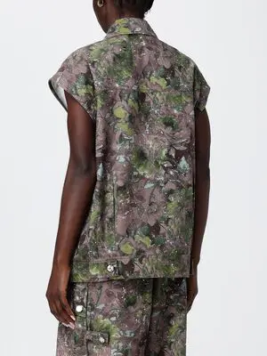 Liu Jo Floral Cotton Vest With Rhinestones - Green