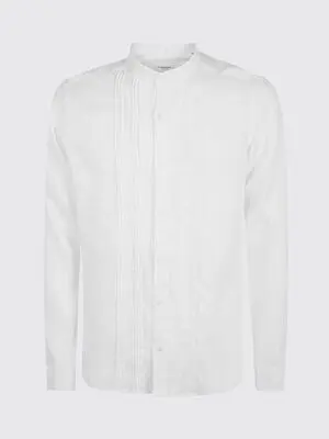 TINTORIA MATTEI 954 Slim Fit Linen Shirt With Mandarin Collar And Plastron - White