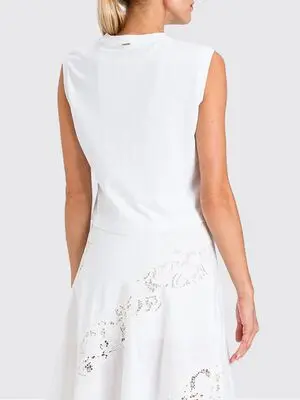 TWINSET Cotton And Macramé Lace Sleeveless Top - White