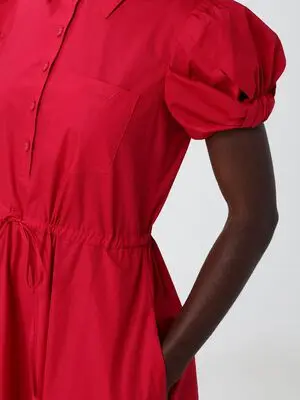TWINSET Stretch Cotton Midi Shirt Dress With Short Sleeves And Belt