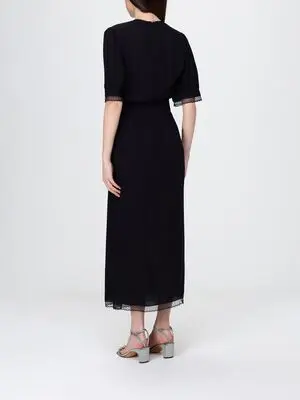 TWINSET Viscose Midi Sheath Dress With V-neck And Short Sleeves