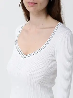 Liu Jo Ribbed V-neck Embellished Sweater