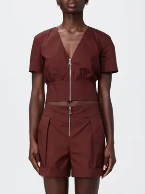 Patrizia Pepe Short Sleeve Zip-up Cropped Shirt