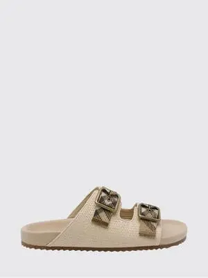 Burberry Vintage Check Raffia And Canvas Mules - Beige