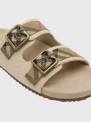 Burberry Vintage Check Raffia And Canvas Mules
