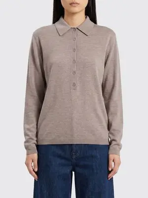 THE FRANKIE SHOP Wool Blend Knit Polo Shirt - Brown