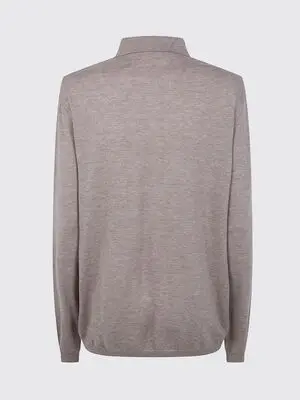THE FRANKIE SHOP Wool Blend Knit Polo Shirt - Brown