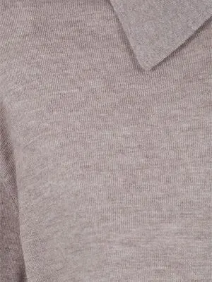 THE FRANKIE SHOP Wool Blend Knit Polo Shirt - Brown