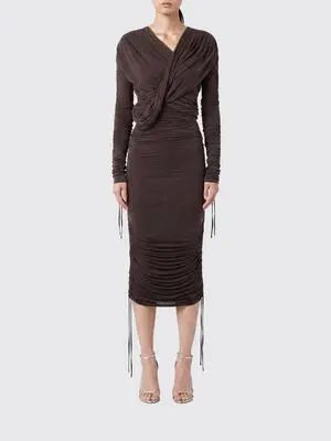 Balmain Draped Jersey Midi Dress - Brown