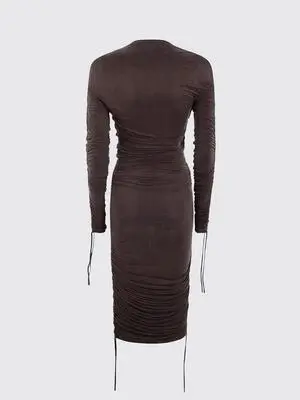 Balmain Draped Jersey Midi Dress - Brown